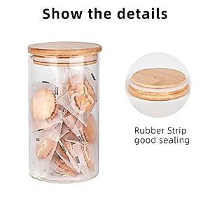 IZEJAZT Glass Jars With Bamboo Lids. 5 Pc Set of Air Tight Sealable Containers. Food Jar Canisters with Airtight Lid for Pantry Storage and Kitchen Organization.