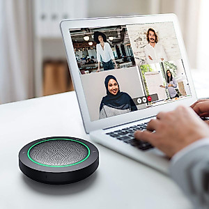 GOGOCOOL Bluetooth Speakerphone,Noise Reduction Conference Speaker with Mic,USB/Dongle/Bluetooth Connection,Enhanced Voice Pickup,Compatible with Meeting Apps for Home Office,Black