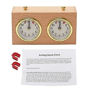 fayle Chess Clock Timer,Board Game Analog Wooden Competition Timing Tools High Accuracy Mechanical for Various Games