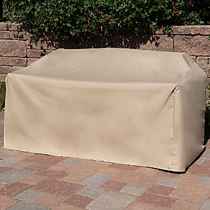 Modern Leisure Basics Patio Loveseat/Sofa Cover - Weather-Resistant Fabric - Outdoor Furniture Protection Perfect for Patio, Deck, and Porch - 55" L x 33" W x 38" H - Khaki