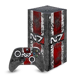 Head Case Designs Officially Licensed EA Bioware Mass Effect N7 Logo Distressed Graphics Vinyl Sticker Gaming Skin Decal Cover Compatible With Xbox Series X Console and Controller Bundle