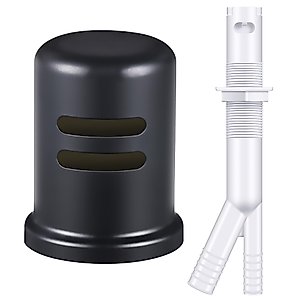 Enhon 1 Set Dishwasher Air Gap Kit, with Skirted Brass Air Gap Cap and Matching Escutcheon, Dishwasher Air Gap Replacement with Air Gap Cover (Matte Black)