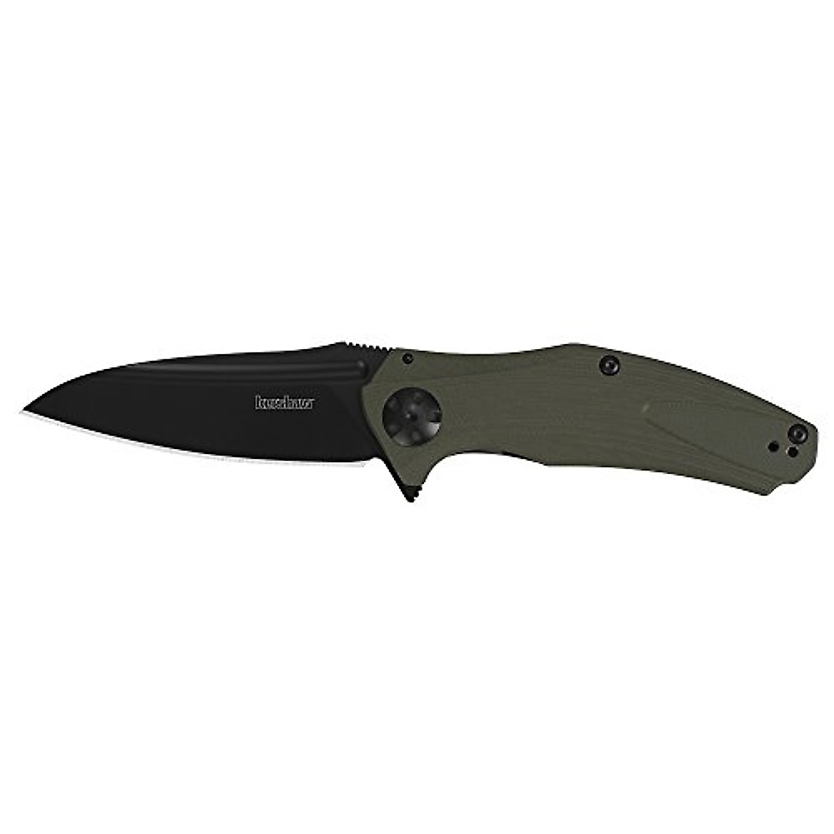 Kershaw Natrix XL Pocketknife (7008OLBLK); 3.75-inch Drop-Point Blade with Black-Oxide Coated 8Cr13MoV Steel; Olive-Drab G10 Handle Scales; KVT Ball-Bearing Manual Open; Reversible Pocketclip; 4.1 oz