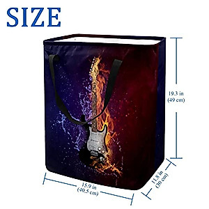 DJROW Clothes Basket Firing Guitar Laundry Storage Baskets with Detachable Brackets Upgrade Foldable Laundry Hamper for Toys Clothing Organization