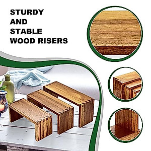 Acacia Wood Risers for Display Cupcake Stand for 24 Cupcakes, GIPIDER Perfume Stand NOT Acrylic Riser, Countertop Cup Cake Tier Stand Bathroom Organizer, Wood Riser NOT Acrylic Display Stands