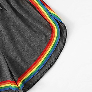 Shakumy Women Rainbow Elastic Waist Workout Yoga Shorts Casual Summer Bowknot Plus Size Running Athletic Shorts Hot Pants