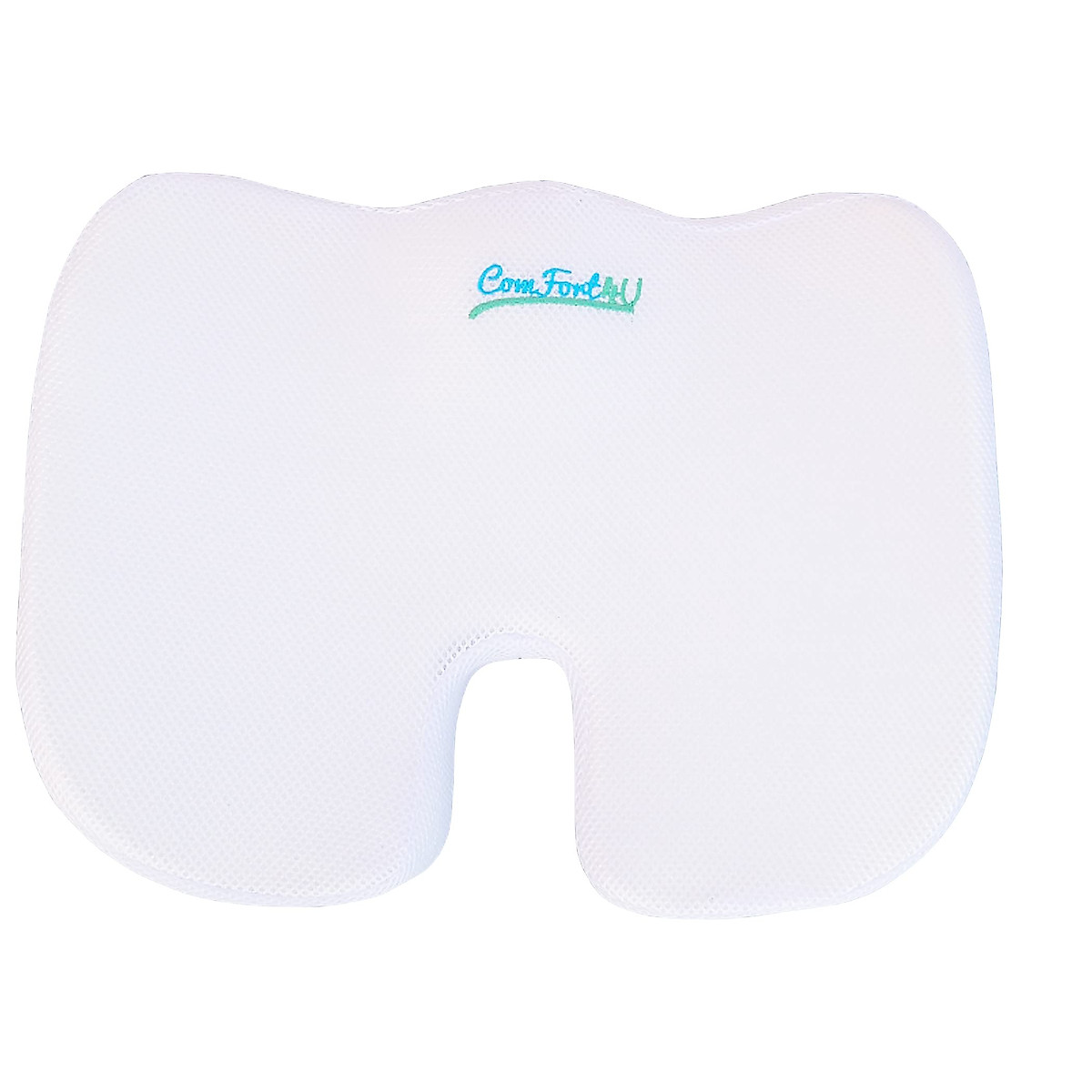 Comfort4U Orthopedic Memory Foam Seat Cushion for Car seat - Office Chair - Gaming Chair - Boat seat - Tailbone Cushion - Coccyx Cushion - Sciatica Pillow for Sitting (White, Mesh)