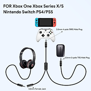 UCEC 6.6Ft Chat Link Cable, Party Chat Adapter for Xbox One, Nintendo Switch, PS4, PS5, Compatible with Elgato HD60, HD60Pro, HD60S, HD60 S+ and More Game Capture Devices