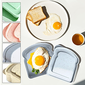 GothaBach 4 PCS Toast Shape Sandwich Box, 14Oz Sliced Toast box， Toast Fresh-keeping Container, Sandwich Containers for lunch boxes-Allow Microwave Heating and Frozen Preservation