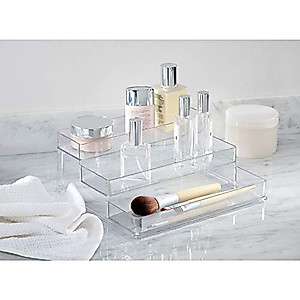 iDesign - 41630 Linus Plastic Stadium Rack, 3-Tier Organizer for Bathroom Countertop, Vanity, Kitchen, Office, Craft Room, 10.25" x 9.25" x 4"