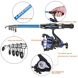 Leo Light Weight Kids Fishing Pole Telescopic Fishing Rod and Reel Combos with Full Kits Lure Case and Carry Bag for Youth Fishing and Beginner 130CM (Rod and Reel Combos with Full Kits and Carry Bag)