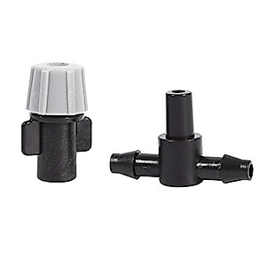 Plastic Mist Nozzle Sprinkler Tee Joints Spray Heads for Misting Watering Plant Flower Cooling System Home Garden Irrigation, 20pcs (Black)