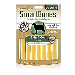 SmartBones Skin And Coat Care Sticks 16 Count, Rawhide-Free Chews For Dogs, With Omega Fatty Acids