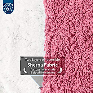 Roore Oversized Sherpa Wearable Blanket Hoodie | Super Soft Warm Reversible Hooded Sweatshirt Thick Plush Giant Pullover Fleece Sweater for Adult Men Women Teens Kids (Pink)