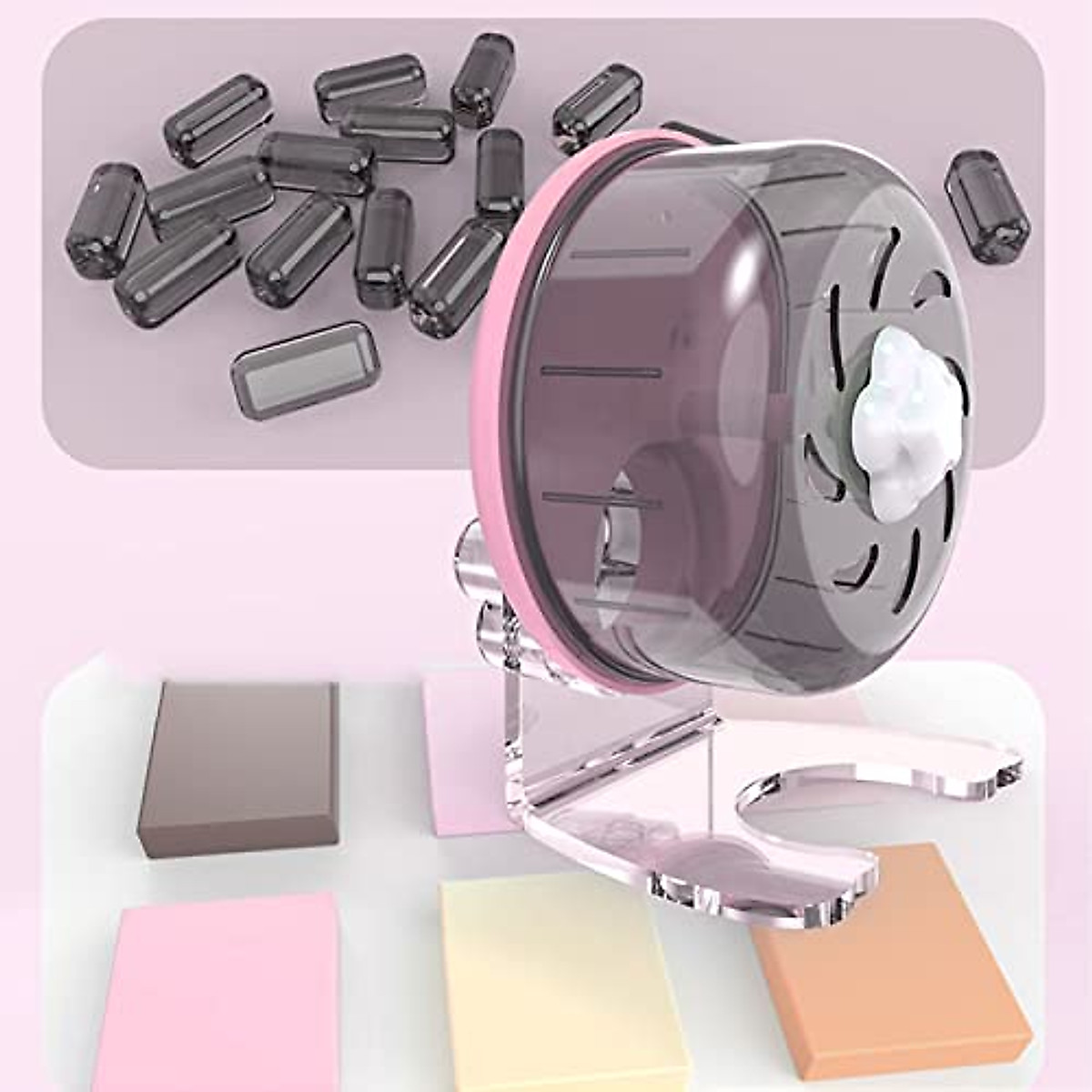 Hamster Wheels, Detachable Dustproof Silent Hamster Exercise Wheel Back Knob Design for Dwarf Hamsters