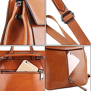 YALUXE Women's Genuine Leather Backpack Purse Fashion Shoulder Bag Handbag Daypack