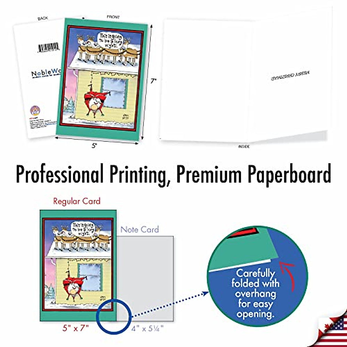 NobleWorks - Variety Pack of 36 Funny Assorted Christmas, New Year Cards Box Set, Mixed Occasions w/Envelopes Holiday for Men, Women (36 Designs, 1 Each) - Favorite Holiday Toons AC6736XXG-B1x36