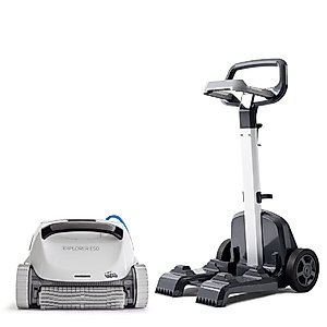Dolphin Explorer E50 Wi-Fi Automatic Robotic Pool Vacuum Cleaner Includes Caddy for Easy Transport and Store, Ideal for Inground Pool Up to 50 Feet in Length