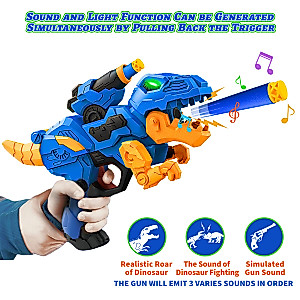 2 Pack Dinosaur Blaster Guns for Nerf Valentines Day Gifts for Kids with 20 Foam Bullets Darts for Toddler Birthday Gifts for 4,5,6,7,8 Years Old Kids