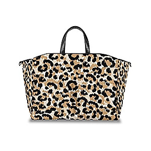 Leopard Print Diaper Bag Tote with Stroller Straps, Animal Texture Large Capacity Baby Stroller Organizer Bag, Multi-Function Nappy Bag Travel Handbag