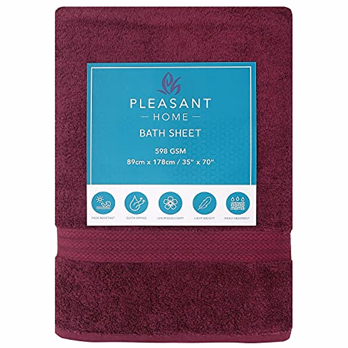 Pleasant Home Bath Sheets Set - 2 Pack – 35” x 70” - 100% Cotton - 600 GSM – Soft & Absorbent – Durable (Violet)