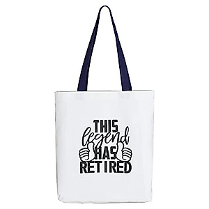 Retirement Bags Funny for Men - The Legend Has Retired Tote Bag Reusable Eco-Friendly Funny Shopping Travelling Canvas Bag for Dad Him Coworker Male Colleague Husband Retirement Party Gift
