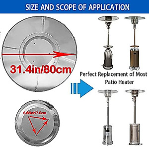 Patio Heat Reflector Shield Replacement Parts Reflector Shield Top ​Acssories for Outdoor Heaters Dome 31.5In Round (3-Hole Mount) Removable Universal Fit Patio Heaters Shield (Reflector Shield)