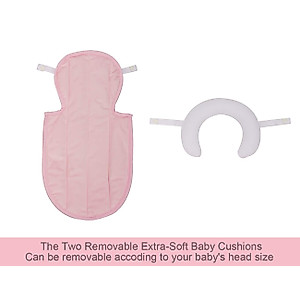 COOLBEBE New 2-in-1 Head & Body Supports for Baby Newborn Infants - Extra Soft Stroller Cushion Pads Car Seat Insert, Prefect for All Seasons, Pink