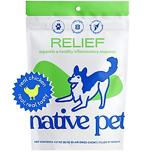 Native Pet Relief Chews - Anti Inflammatory for Dogs - Turmeric + Polyphenols + Green Lipped Mussels for Dogs - Natural Relief for Dogs - Dog Arthritis Supplement & Dog Joint Pain Relief - 30 Chews