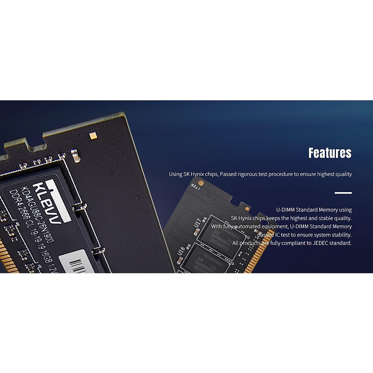KLEVV DDR4 8GB (1x8GB) 3200MHz CL22 1.2V UDIMM Desktop Ram Memory SK Hynix Chip (KD48GU880-32N220A)