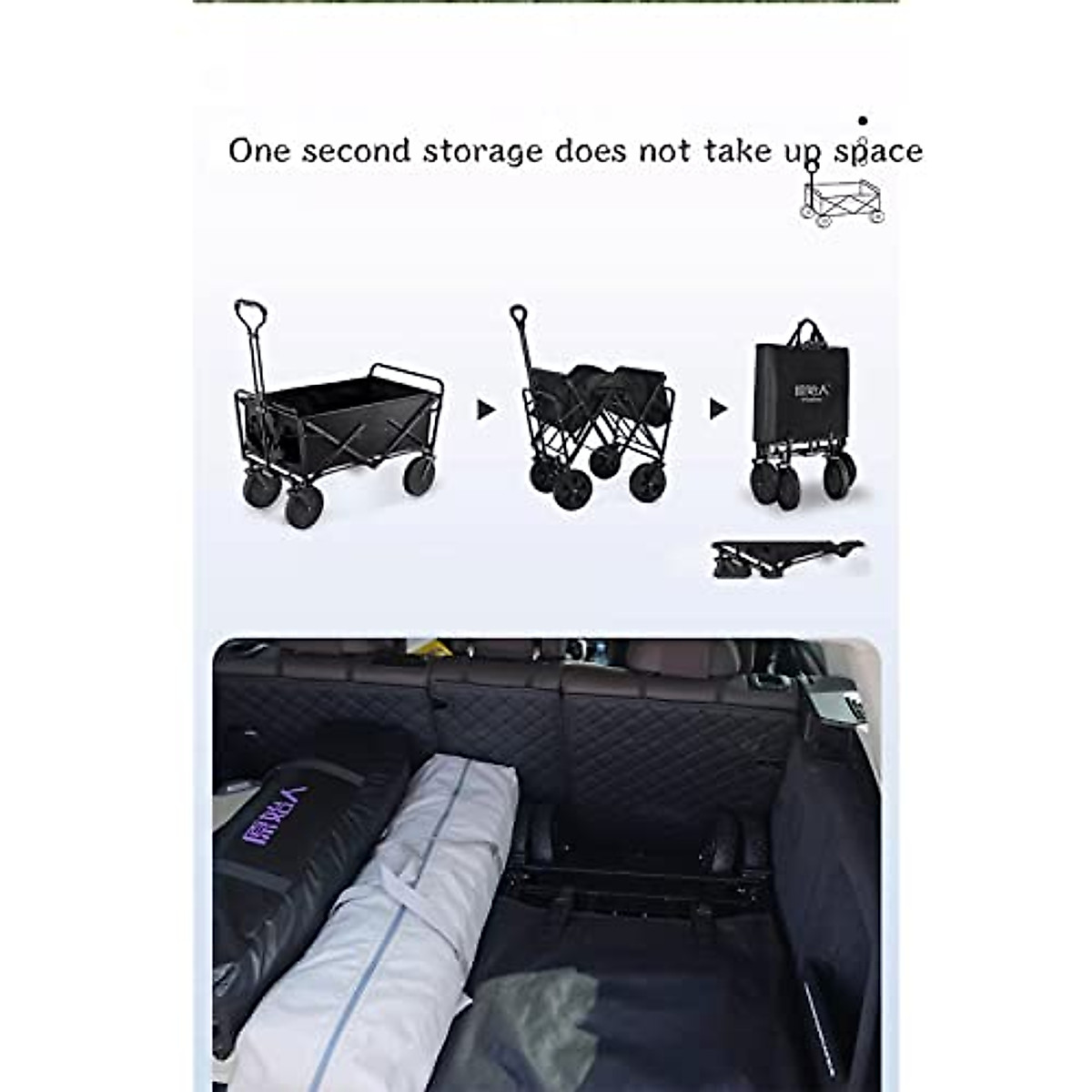 Suuim 160L Beach Wagon Cart with Big Wheels, Collapsible Utility Wagon Heavy Duty Folding,Ideal for Outdoor Sand Camping Garden Pet (Color : B) (A)