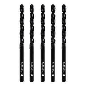 DelitonGude 17/64"inch HSS M35 Cobalt Twist Drill Bit,High Speed Steel,Pack of 5,Suitable for Steels,Cast Iron,Stainless Steel,Copper and Other Hard Metals（17/64inch）