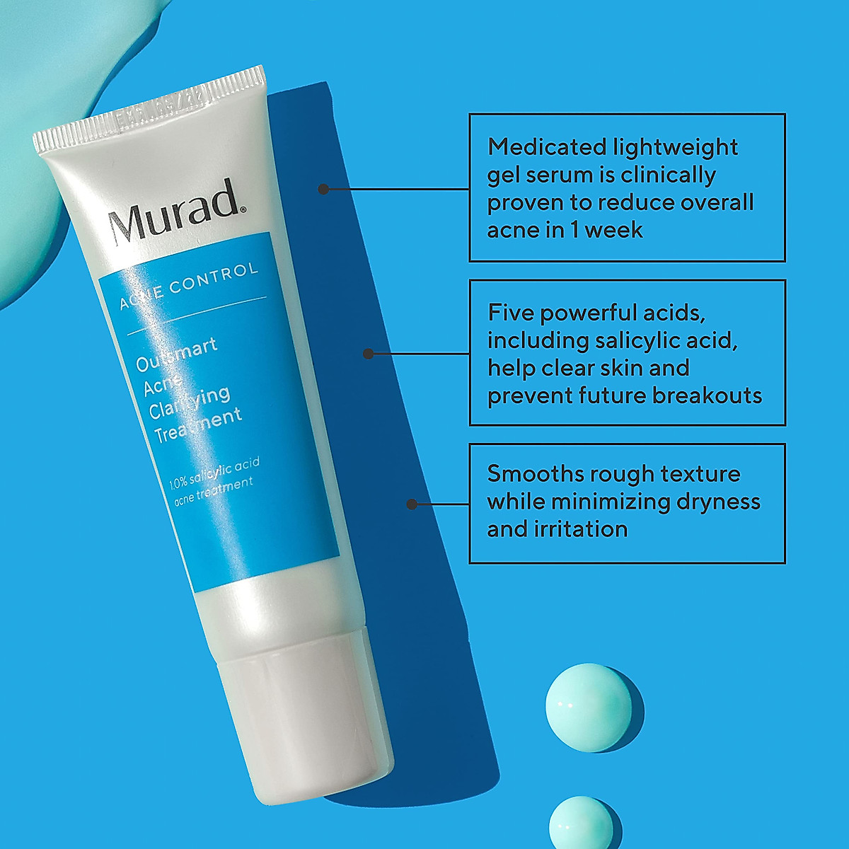 Murad Outsmart Acne Clarifying Treatment - Acne Control Gel Serum with Salicylic Acid - Oily Skin Care Treatment Backed by Science, 1.7 Fl Oz
