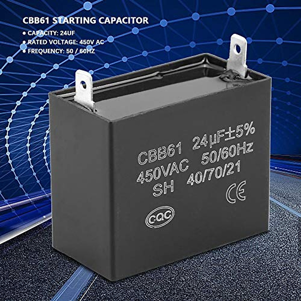 CBB61 Capacitor CBB61 Generator Capacitor, 24uf Starting Capacitor for 400/350/300/250VAC Brushless Gas and Diesel Generators