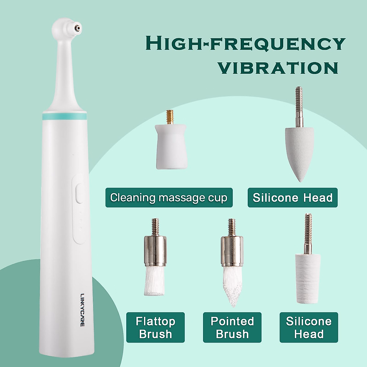 LINKYCARE Electric Tooth Polisher, Household Electric Dental Calculus Remover with 8 Replacement Heads & 3 Adjustable Modes, Plaque Remover for Teeth, Teeth Cleaner Tools