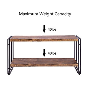 FIVEGIVEN 2 Shelf Bookcase Small Display Book Shelf Rustic Industrial, Brown