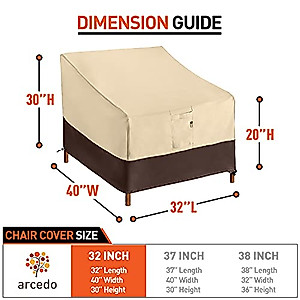 Arcedo Patio Chair Covers for Outdoor Furniture, 2 Pack Waterproof Outdoor Chair Covers, Lounge Deep Seat Lawn Chair Covers, 32" L x 40" W x 30" H, Beige & Brown