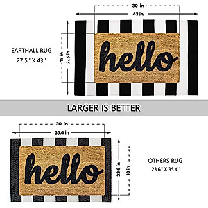 EARTHALL Black and White Striped Rug 27.5 x 43 Inches Cotton Hand-Woven Reversible Foldable Washable Black and White Outdoor Rug Stripe for Layered Door Mats Porch/Front Door Black Rug