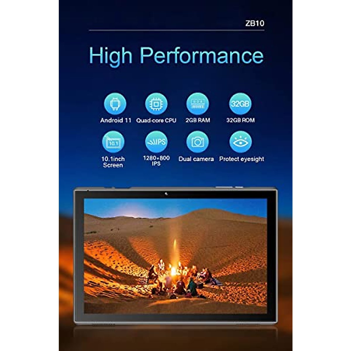 ZZB Tablet 10 Inch Android Tablets, 32GB ROM 512GB Expand，6000mah Battery, Quad-Core Processor 2GB RAM Tableta, 8MP Camera WiFi 10.1'' IPS HD Touch Screen Android 11 Tablet.