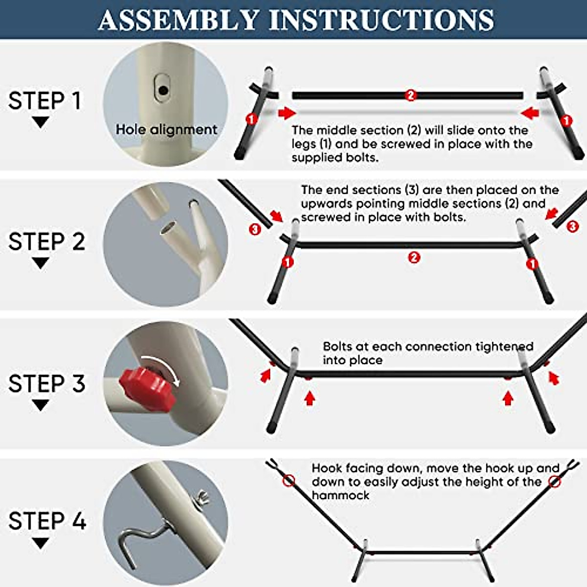 Anyoo Hammock Stand Portable Heavy Duty Steel Stand Easy to Assemble with Carrying Bag Sturdiness Hammock Frame Universal Multi-Use 550 lb Capacity for Outdoor & Indoor Garden