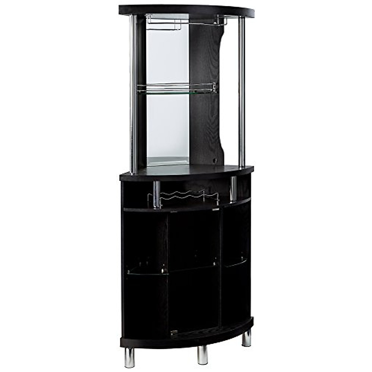 Home Source Corner Bar Unit, Black