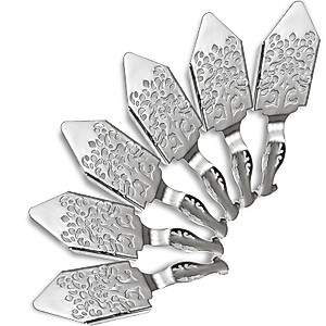 DEAYOU 6 PCS Absinthe Spoons, 18/10 Stainless Steel Wormwood Drinking Filter, Vintage Hollowed Out Absinthe Fountain Spoon Dripper for Cocktail, Absinthe Glass Cup, Bar, Ritual, Home, Silver Color