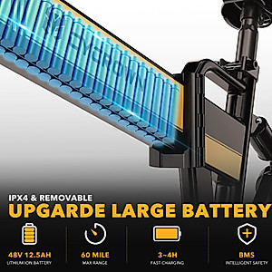 CYCROWN CycKnight Electric Bike for Adults Foldable 750W Ebike with 48V 12.5AH Removable Battery, Folding 20" x 4.0" Fat Tire Electric Bicycle Dual Shock Absorber Ebikes