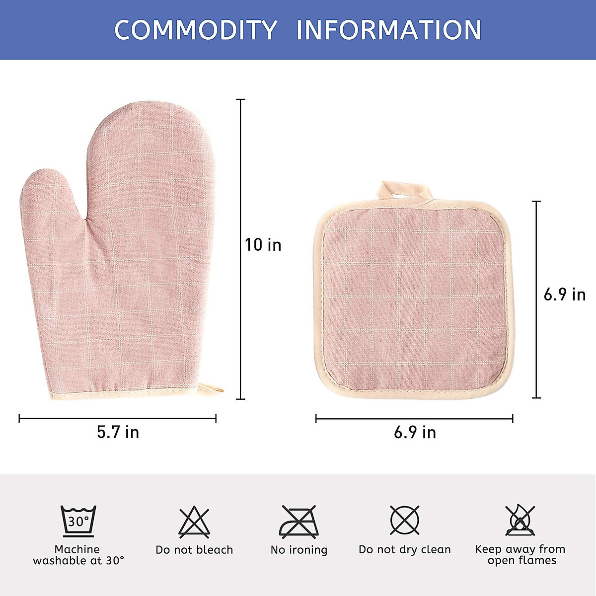 Pretty Jolly Oven Mitts and Pot Holders Sets 4 pcs, Pink Oven Mitt Set with Potholders for Kitchen Heat Resistant, Hot Pads and Oven Mitts Sets Kitchen Mittens Home Cooking Baking Mitts for Woman