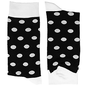 tiemart Men's Socks, One Pair (Black and White Polka Dot)