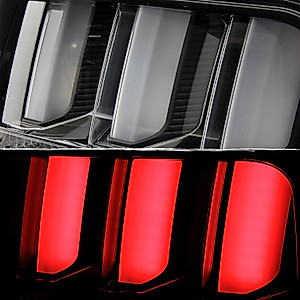 AKKON - Fits 2005-2009 Ford Mustang LED [White Tube] Black Tail Lamp Brake Lights w/Sequential Signal Pair Left + Right