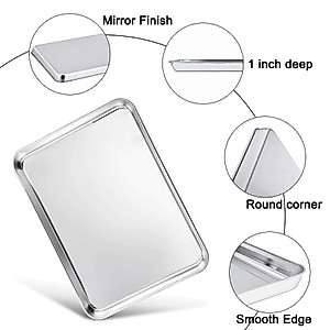 TeamFar Baking Sheet with Rack Set of 4, 20’’×14’’×1.2’’, Half Size Stainless Steel Cookie Sheet Baking Pans with Cooling Rack Set, Non Toxic & Rust Free, Mirror Finish & Easy Clean, 2 Pans & 2 Racks