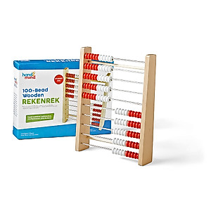 hand2mind 100 Bead Wooden Rekenrek, Abacus for Kids Math, Math Manipulatives Kindergarten, Counting Rack for Kids, Counters for Kids Math, Educational Toys for Elementary Kids (Set of 1)