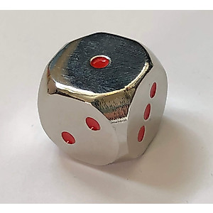Set of 6 Dice World Solid Zinc Alloy Metal Dice (16mm) with Red Pips