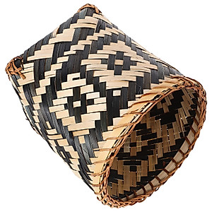 MAGICLULU Bamboo Trash Can, Woven Waste Basket Decorative Wicker Basket 8 Inch Boho Rubbish Bin Woven Pot Bamboo Vase Garbage Can Office Rattan Weaving Basket